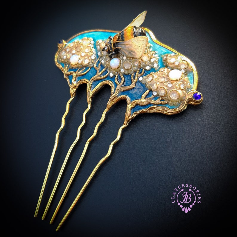 Bumblebee Hair Comb in Art Nouveau Style - Etsy