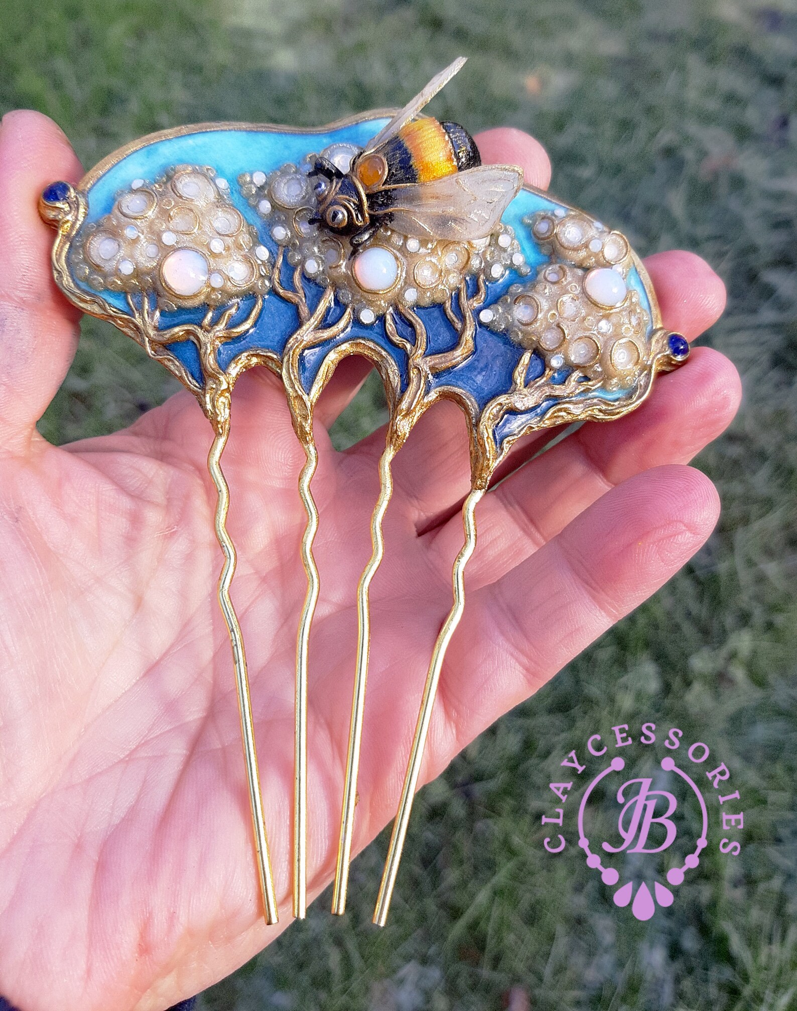 Bumblebee Hair Comb in Art Nouveau Style - Etsy