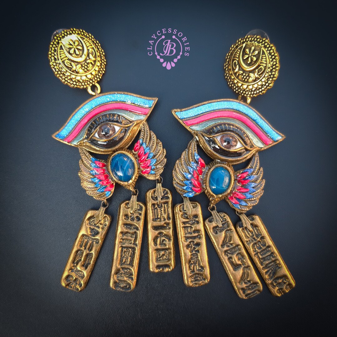 Eye of Horus Egyptian Statement Earrings - Etsy