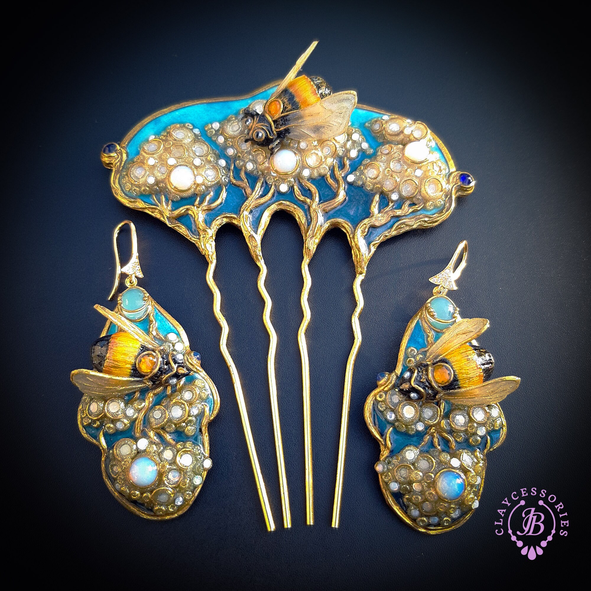 Bumblebee Hair Comb in Art Nouveau Style - Etsy