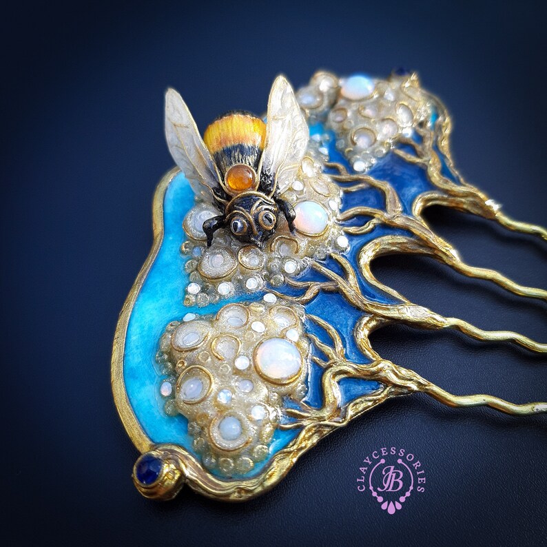 Bumblebee Hair Comb in Art Nouveau Style - Etsy