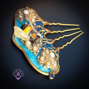 Bumblebee Hair Comb in Art Nouveau Style - Etsy