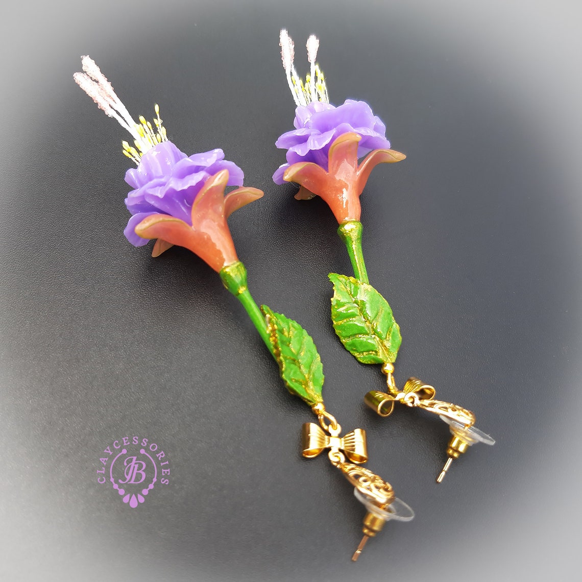 Fuchsia Flower Earrings - Etsy