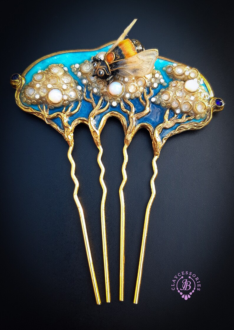 Bumblebee Hair Comb in Art Nouveau Style - Etsy