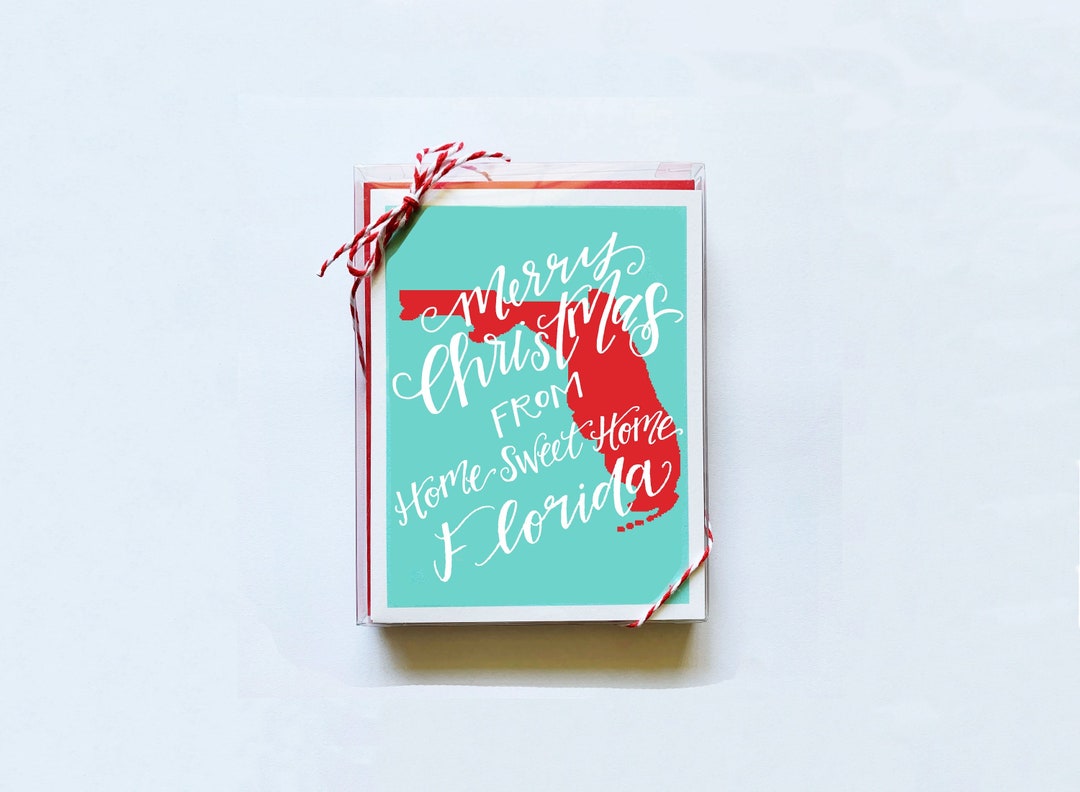 Merry Christmas From Home Sweet Home Florida, Set of 10 Holiday Cards ...