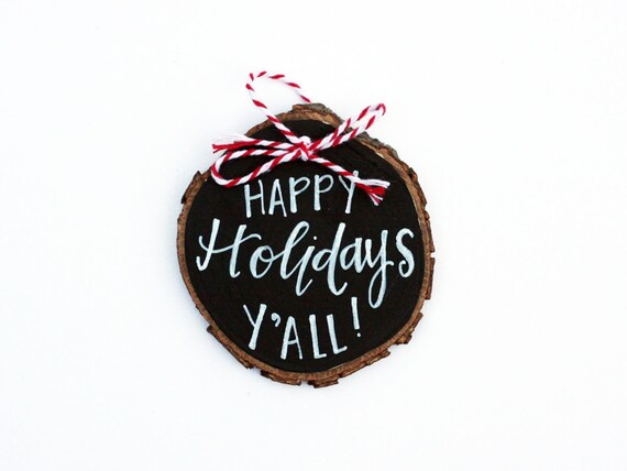 Happy Holidays Y'all Tree Ring Christmas Ornament Tree | Etsy