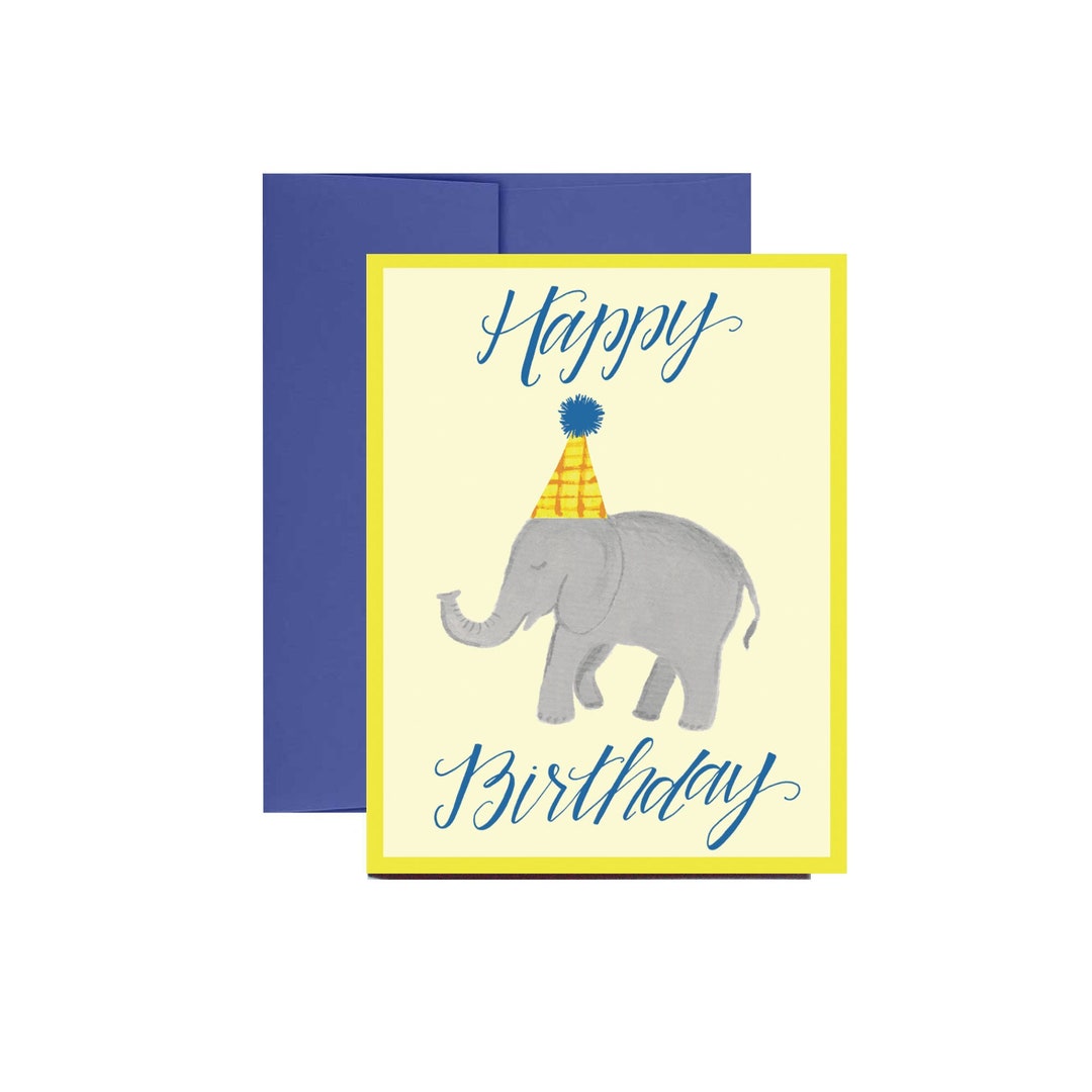 Happy Birthday Elephant Card - Etsy