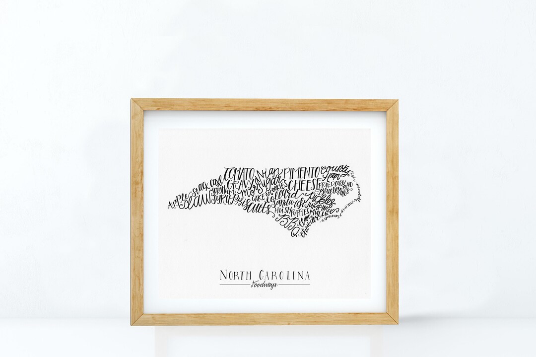 North Carolina Foodways, 8x10 Calligraphy Print - Etsy