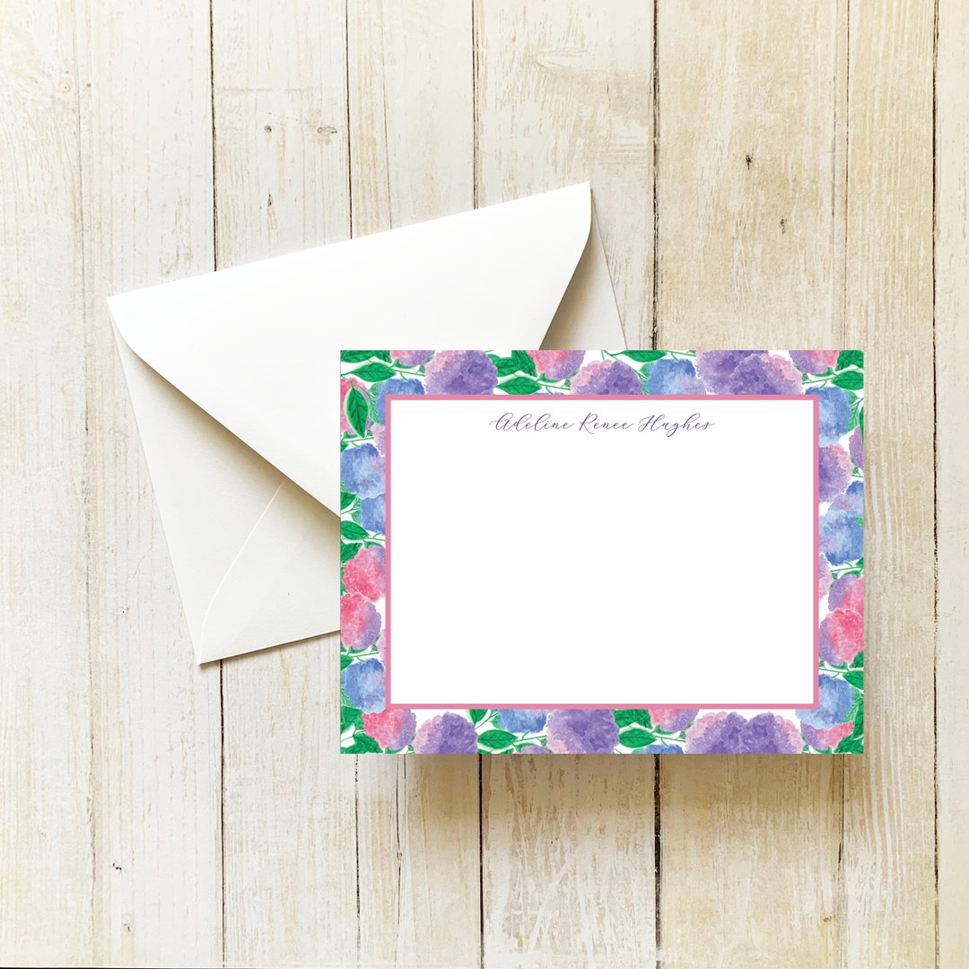A2 Custom Stationery Set, 10 Flat Cards and Envelopes, Hydrangeas - Etsy