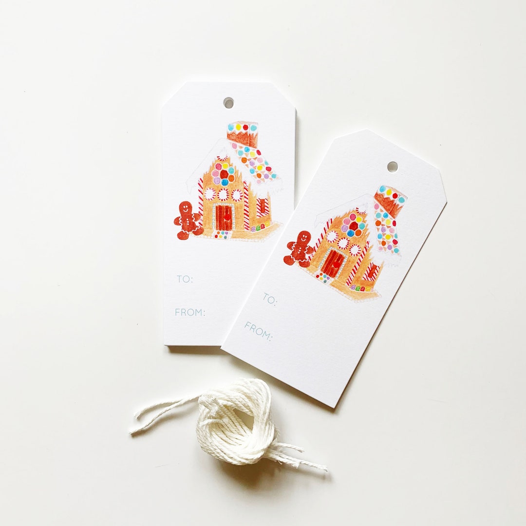 Gingerbread House Christmas Gift Tags, Set of 8 - Etsy