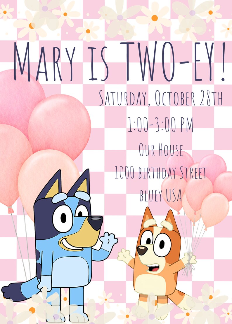 Customized Bluey Party Invitation - Etsy