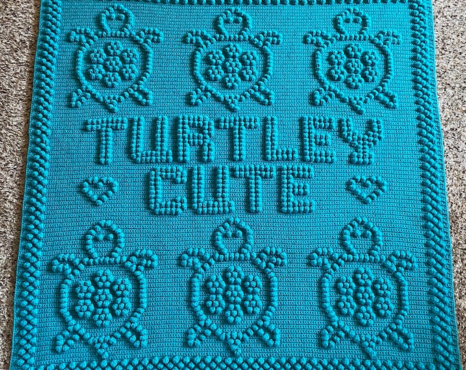Swimming Turtles Filet Crochet Blanket - Etsy