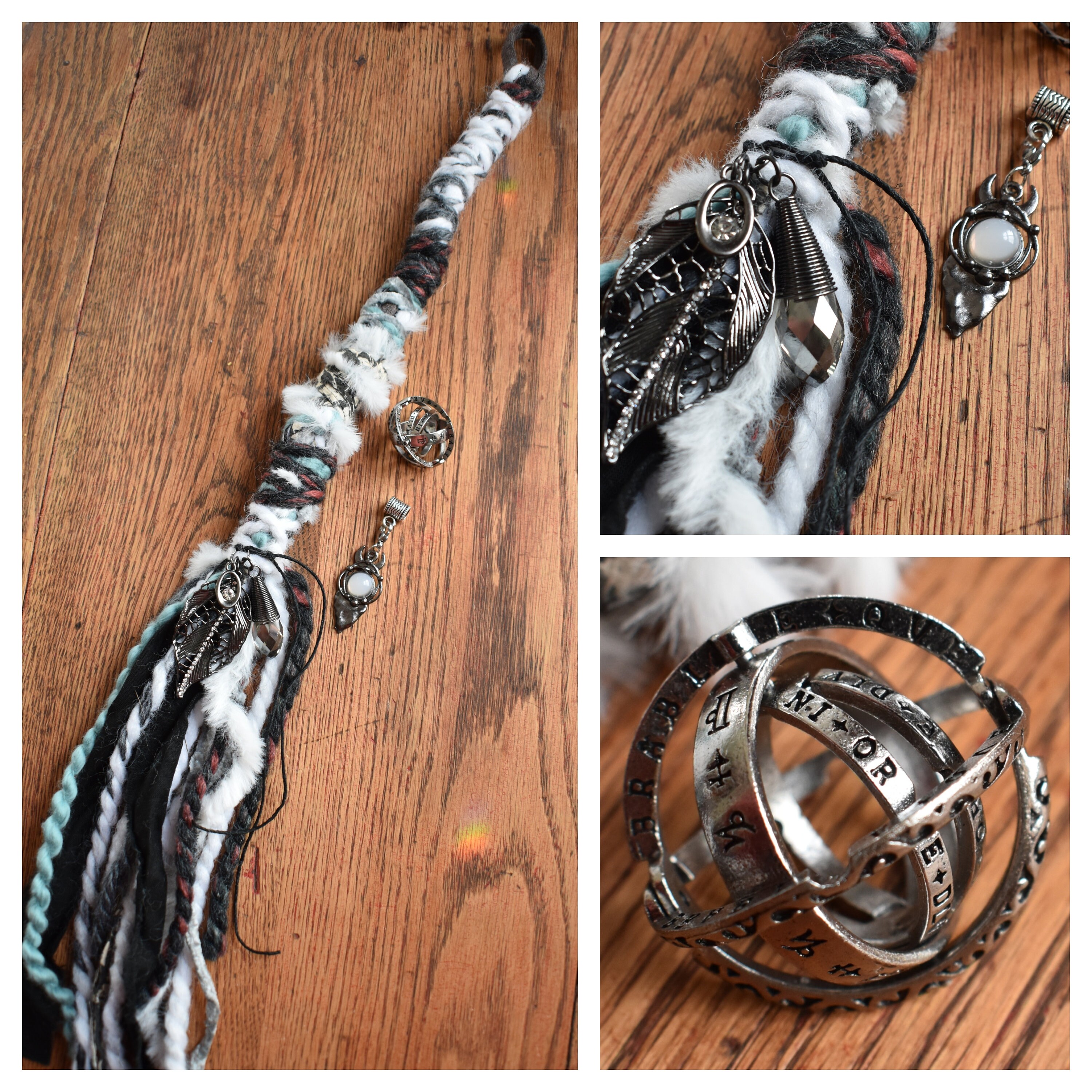 OOAK Premium Black Leaf and Diamonds Dread Wrap | 22" or 56cm ...