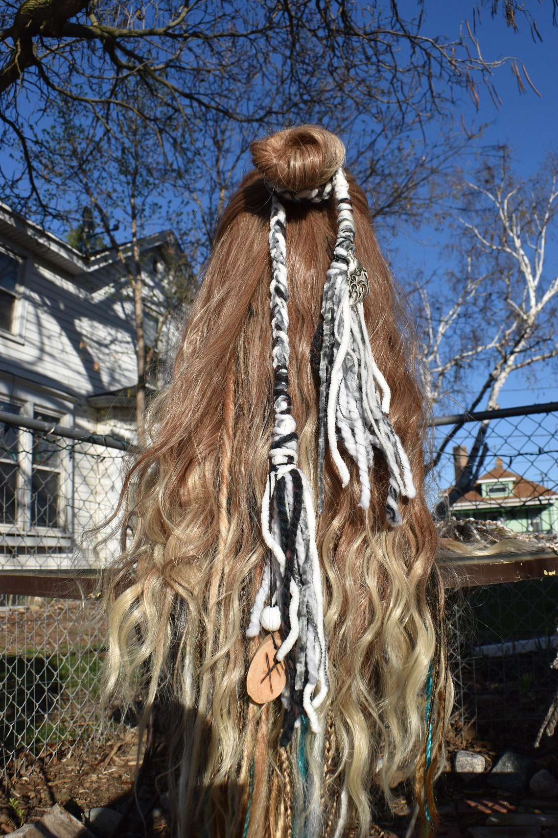 OOAK Wolf Norse DE Dread Wrap Tie | Yarn Fall | Dread Wrap | Dreadlock ...