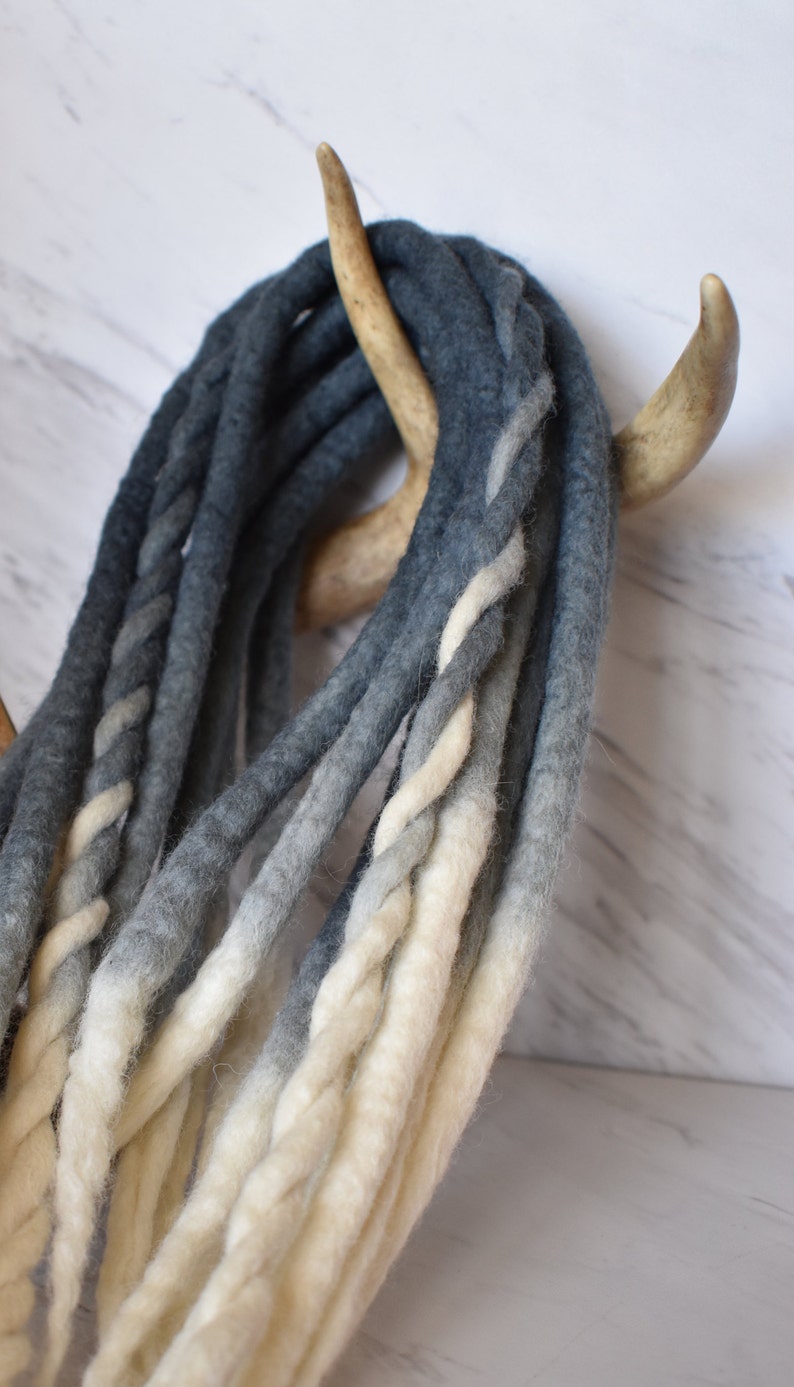 Grey White Ombre Wool DE Dread Extensions 11 - Etsy