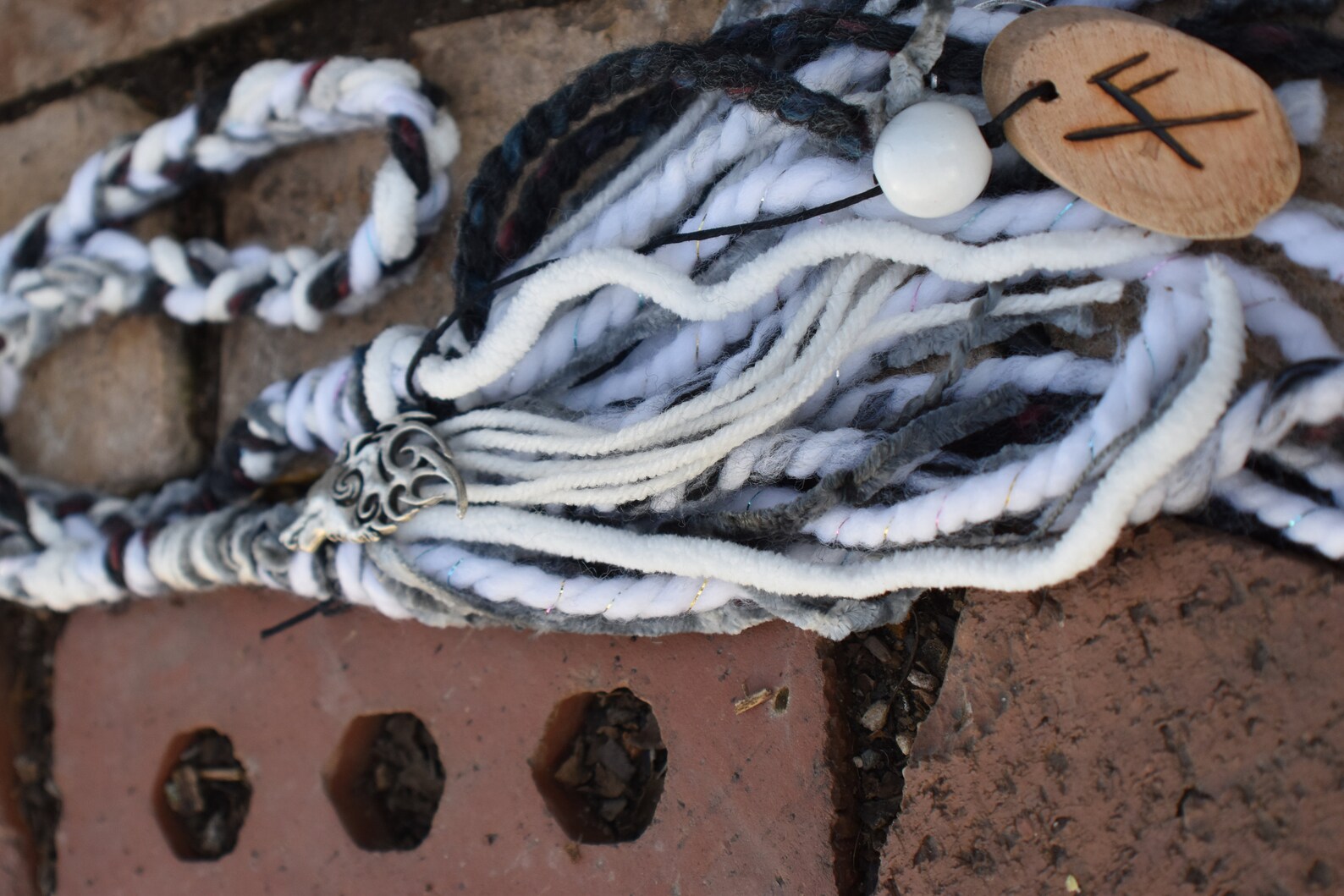 OOAK Wolf Norse DE Dread Wrap Tie | Yarn Fall | Dread Wrap | Dreadlock ...