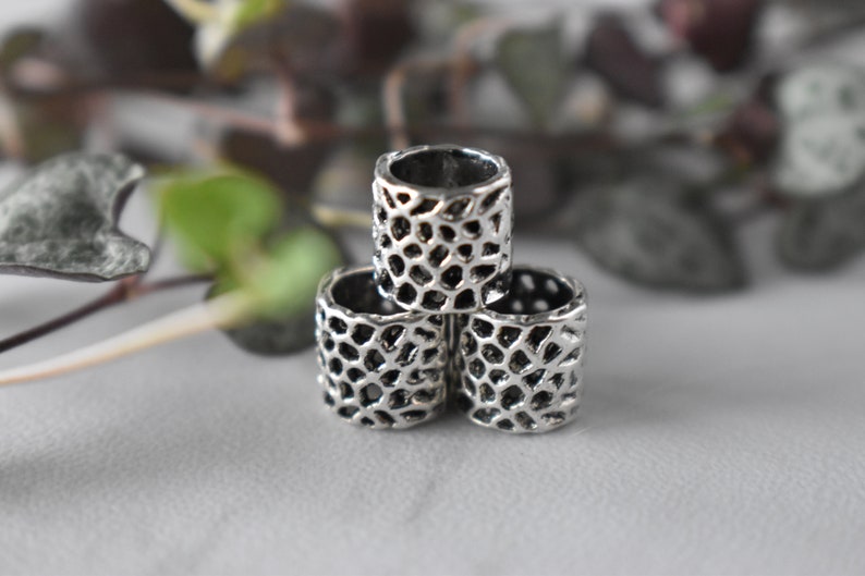 Beard Beads Set of 3 | Silver Cuff Beard Beads | 6mm Beard Beads ...