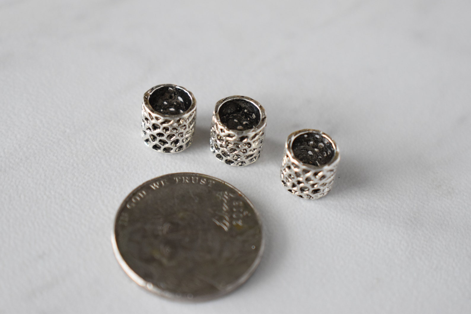 Beard Beads Set of 3 | Silver Cuff Beard Beads | 6mm Beard Beads ...