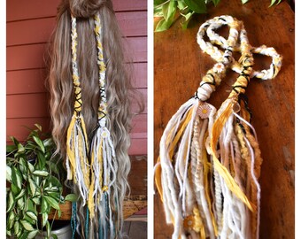 OOAK Wolf Norse DE Dread Wrap Tie | Yarn Fall | Dread Wrap | Dreadlock ...