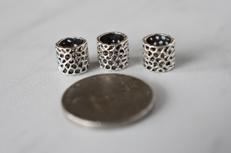 Beard Beads Set of 3 | Silver Cuff Beard Beads | 6mm Beard Beads ...