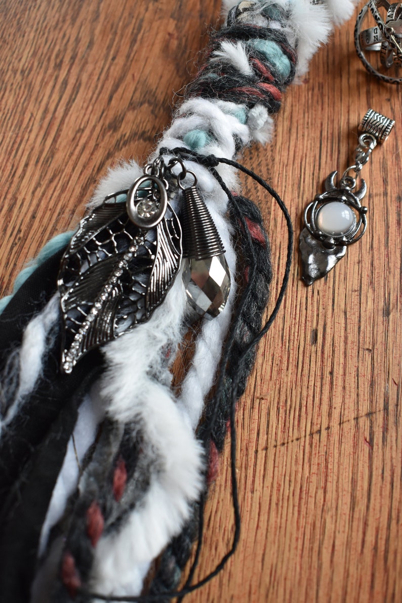 OOAK Premium Black Leaf and Diamonds Dread Wrap | 22" or 56cm ...