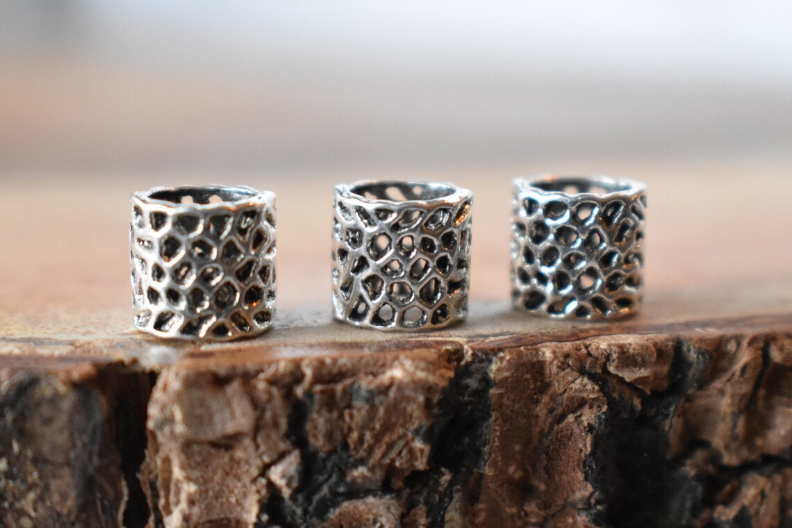 Beard Beads Set of 3 | Silver Cuff Beard Beads | 6mm Beard Beads ...