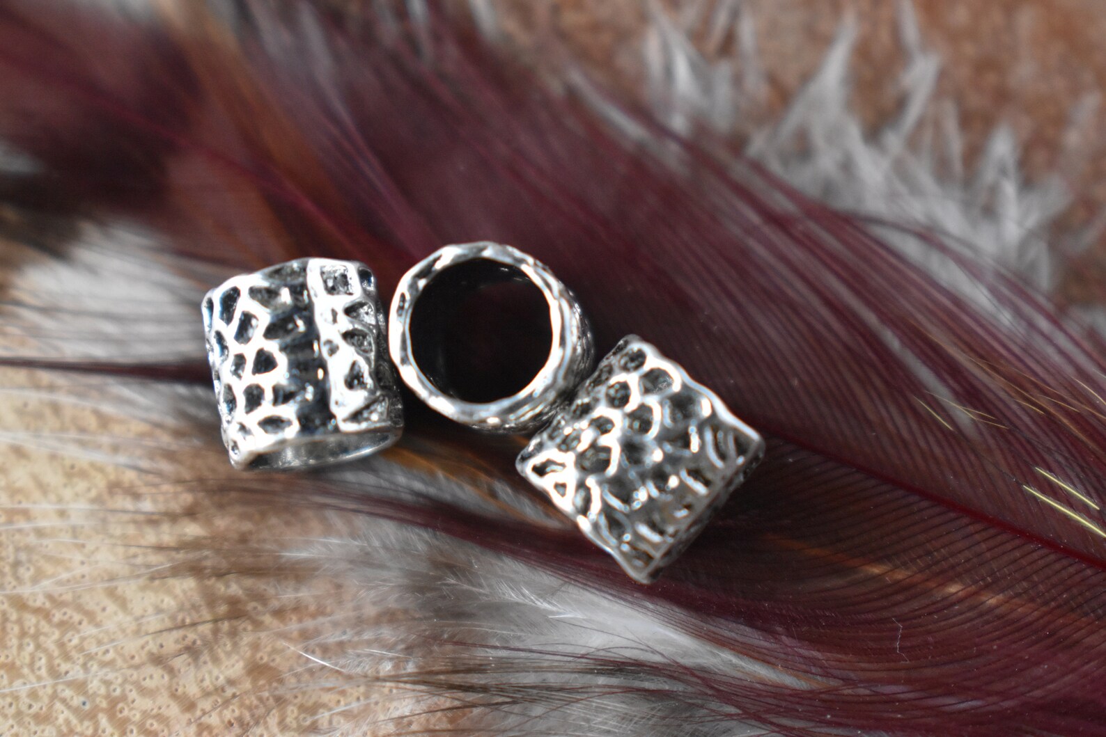 Beard Beads Set of 3 | Silver Cuff Beard Beads | 6mm Beard Beads ...