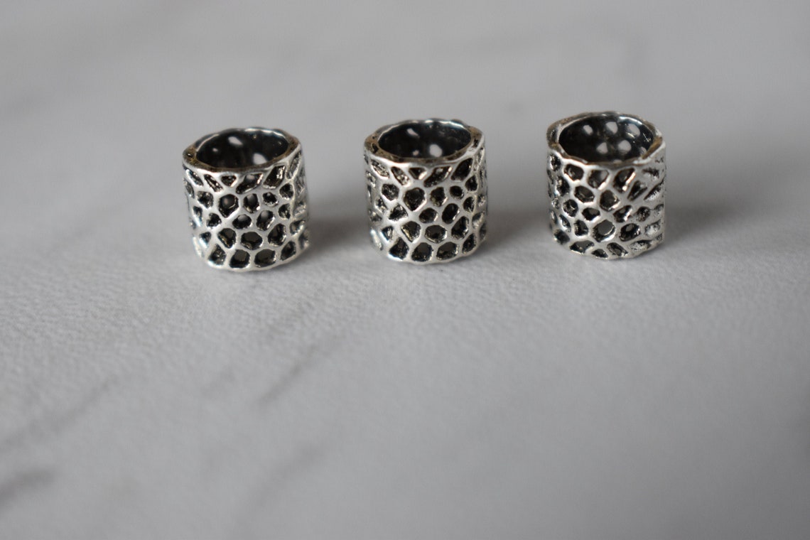 Beard Beads Set of 3 | Silver Cuff Beard Beads | 6mm Beard Beads ...