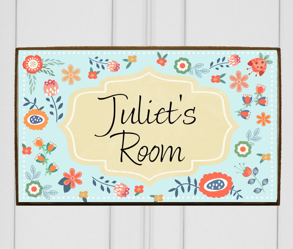 Floral Kids Room Door Sign for Kid's Door. Nursery Decor Nursery Room ...