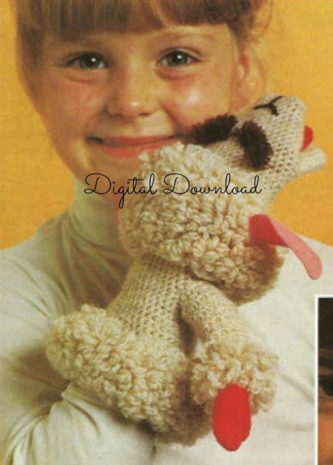 2 Lamb Chop Puppet Patterns, Includes Knit and Crochet Pattern, Vintage ...