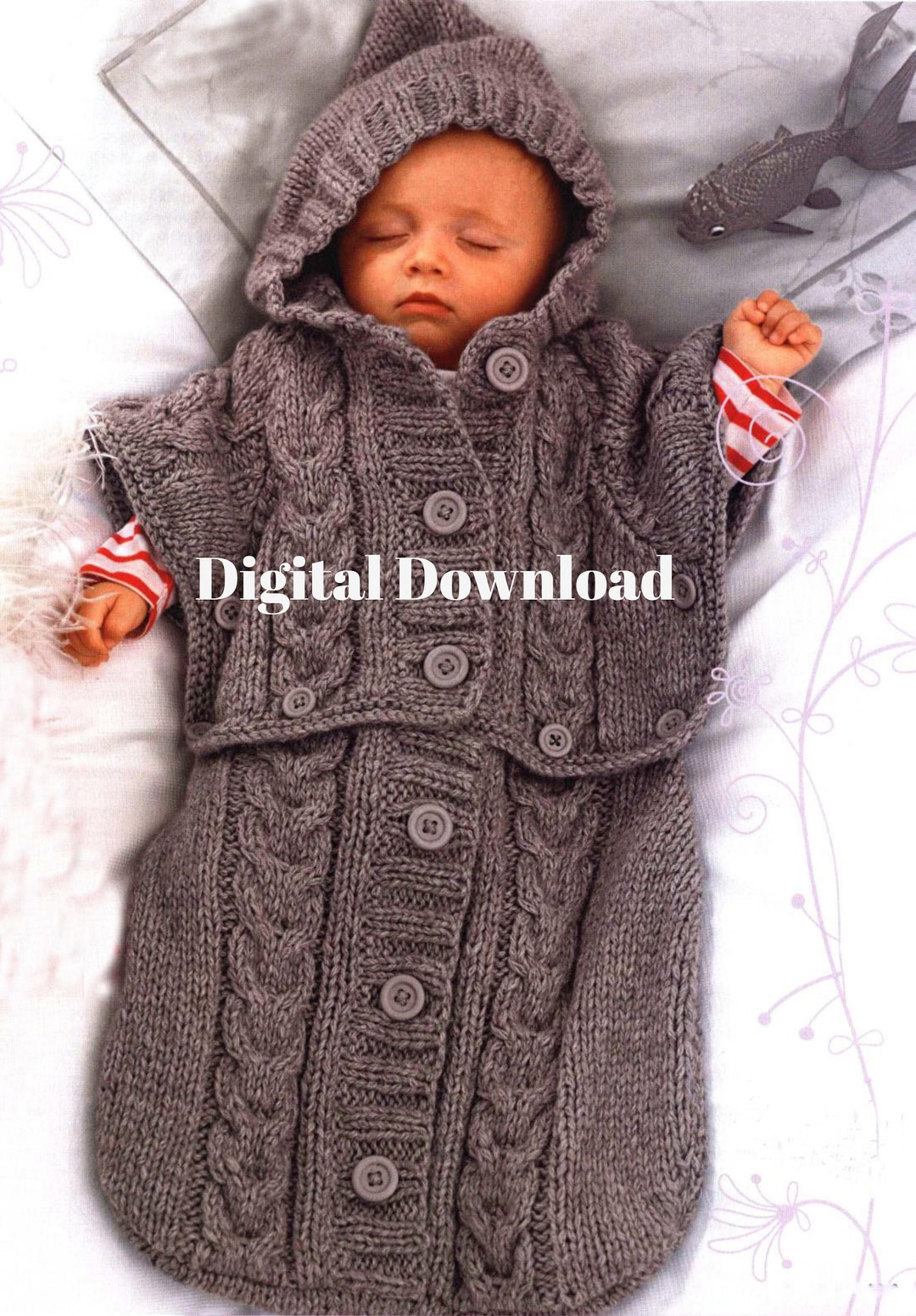 Vintage Knit Baby Cocoon Sleeping Bag, Sleep Sack, Saque, Snuggie ...