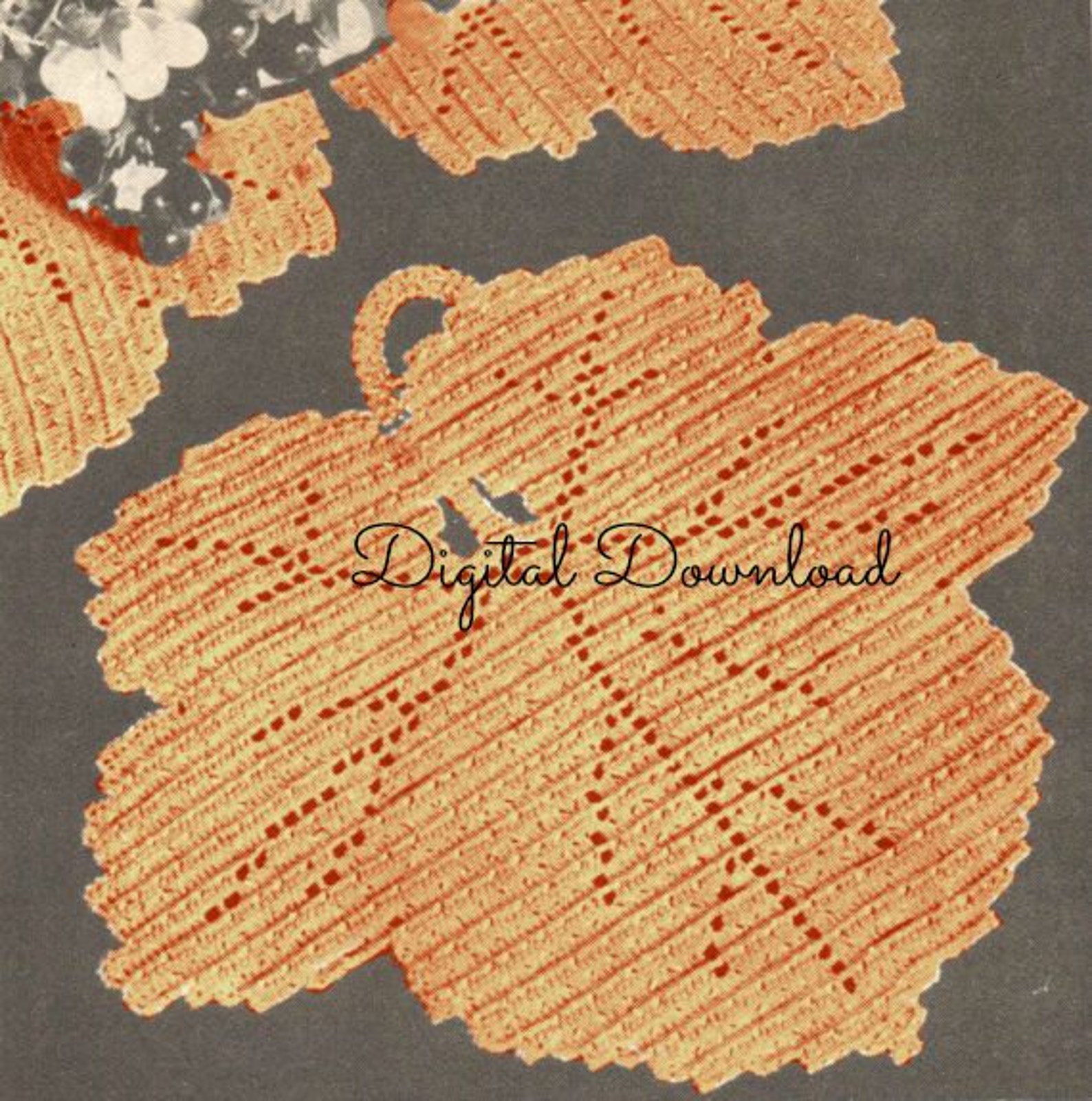 Maple Leaf Placemat Crochet Pattern, Vintage Fall Thanksgiving Harvest ...