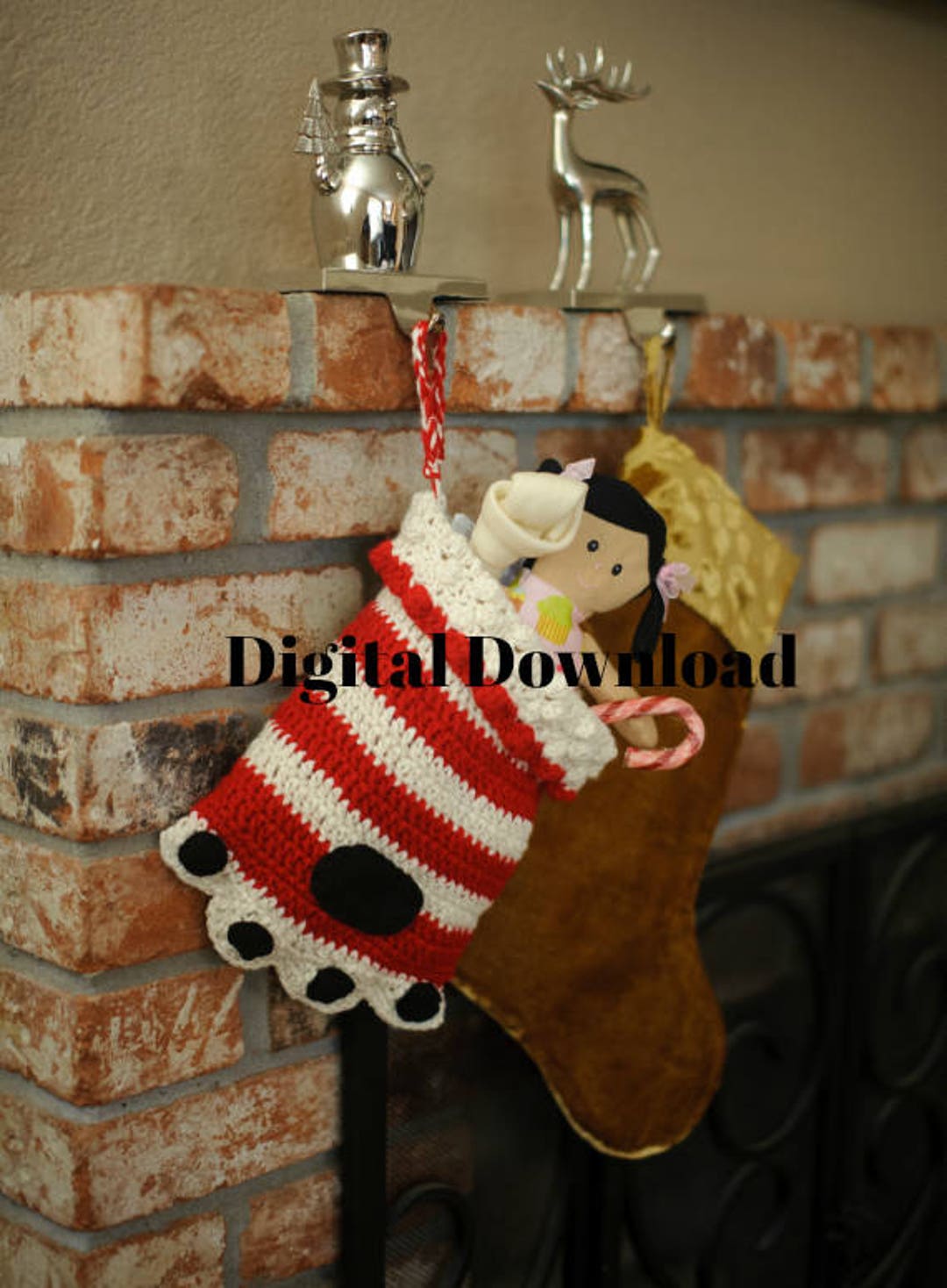 Pet Paw Christmas Stocking Crochet Pattern, Paw Print Sock, Crochet Dog ...