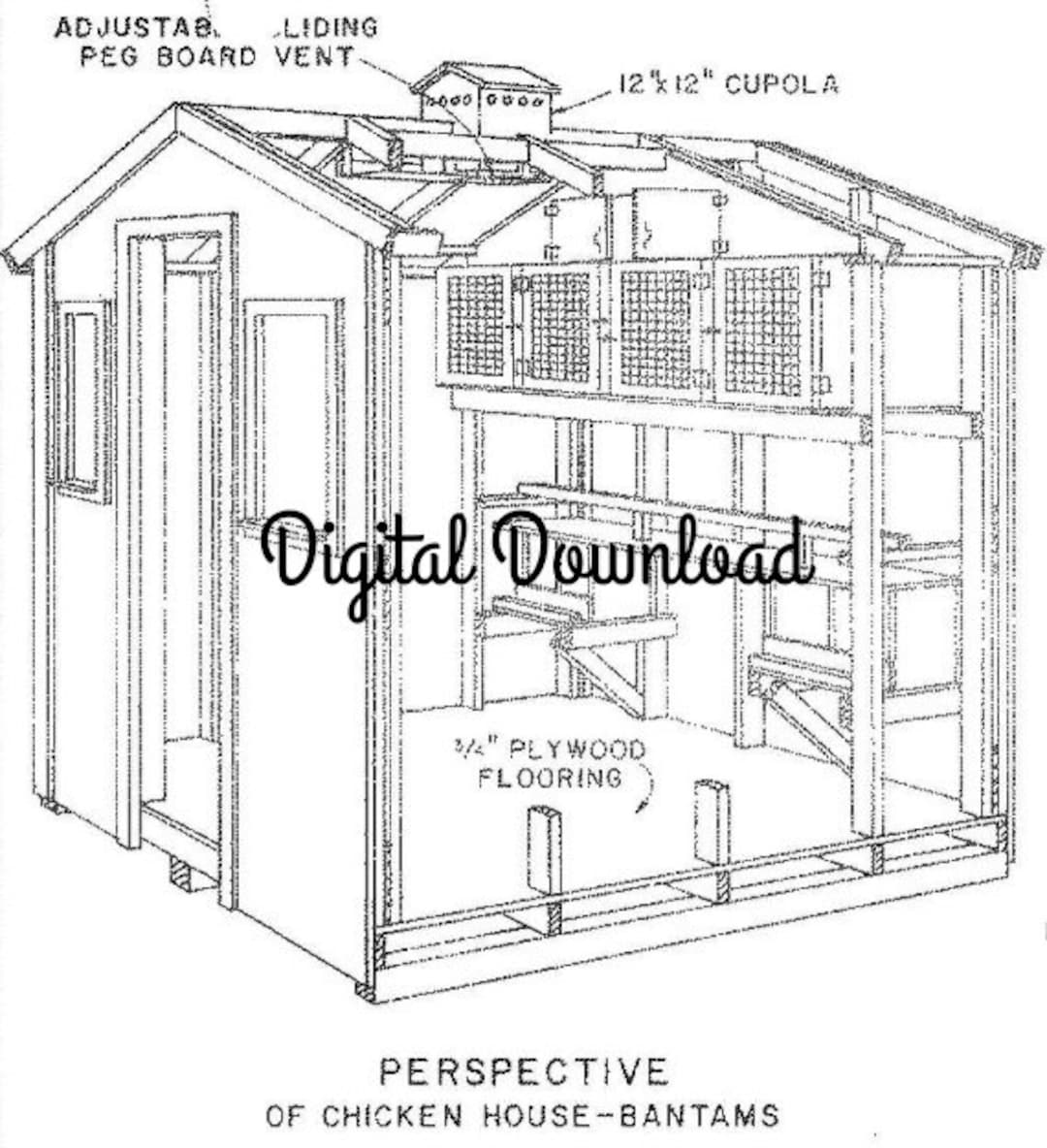 Chicken/pigeon Coop Blueprint, Includes Nest Boxes, 8x8 Hen House ...