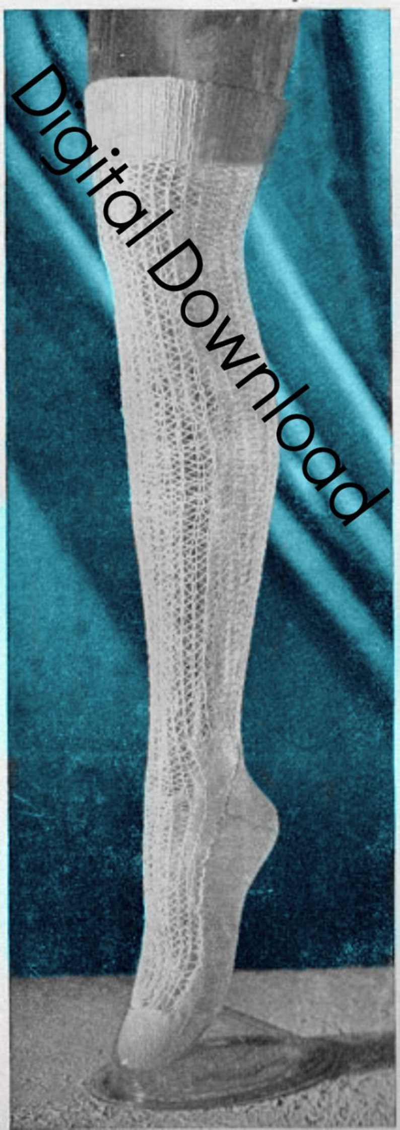 Fishnet Thigh High Stockings Womens Knitting Pattern Vintage - Etsy