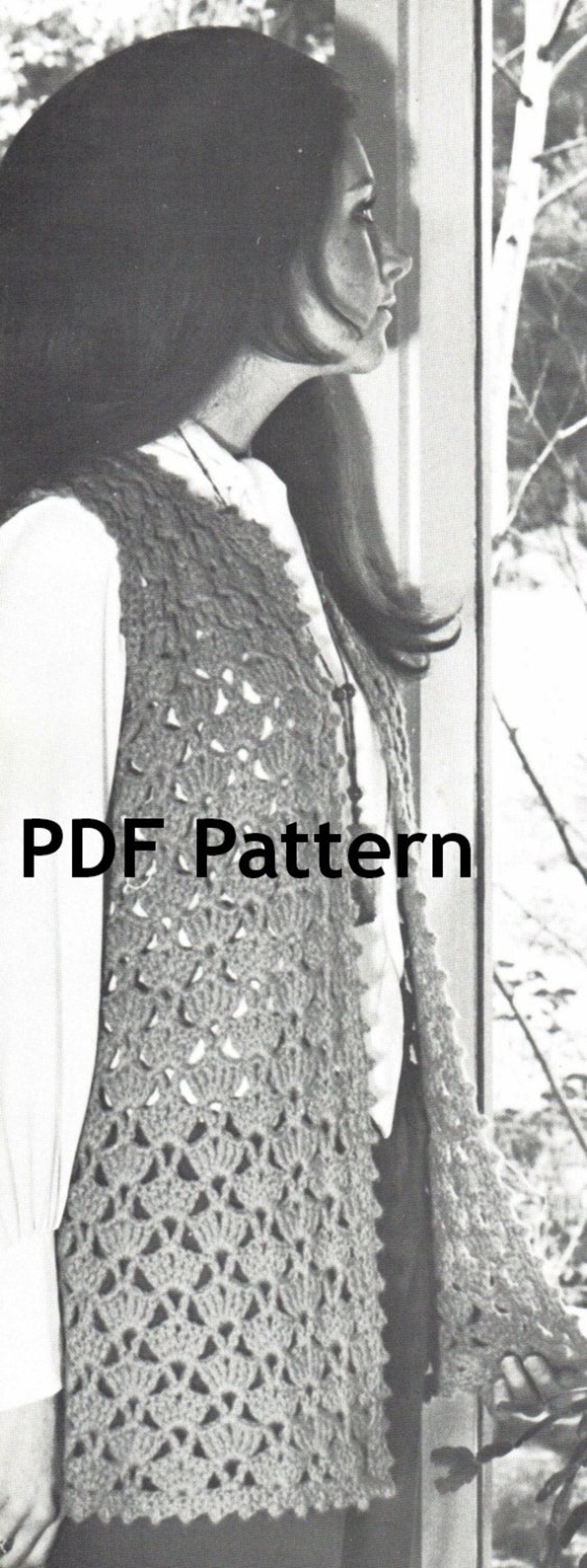 Vintage Crochet Shell Vest Pattern 1970s Mod PDF - Etsy