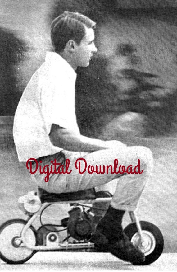 Micro Mini Bike Blueprint, Pocket Bike Scooter Welding Plans, Vntg 1960 ...