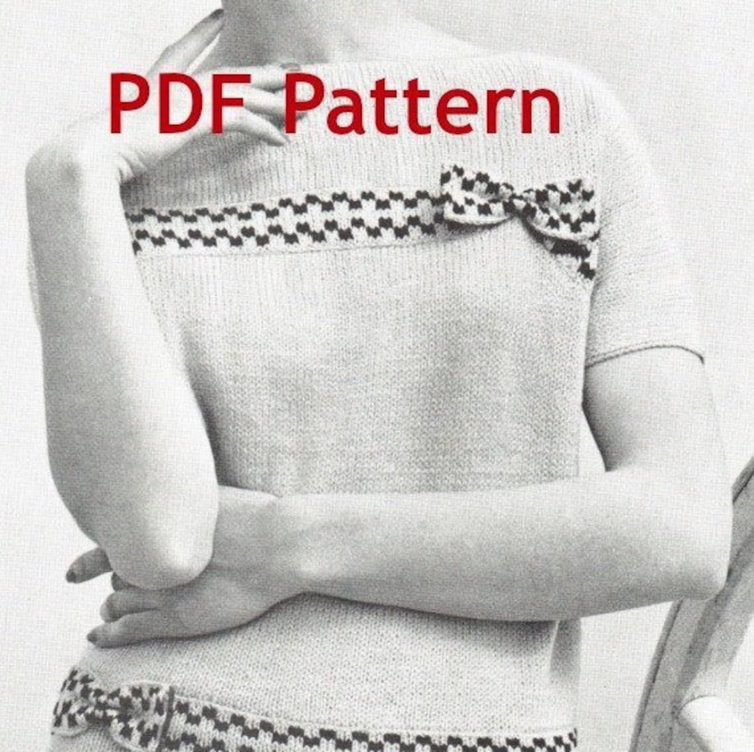 Checkered Knit Sweater Pattern, Slip Over Sweater Pattern, Vintage 1960 ...