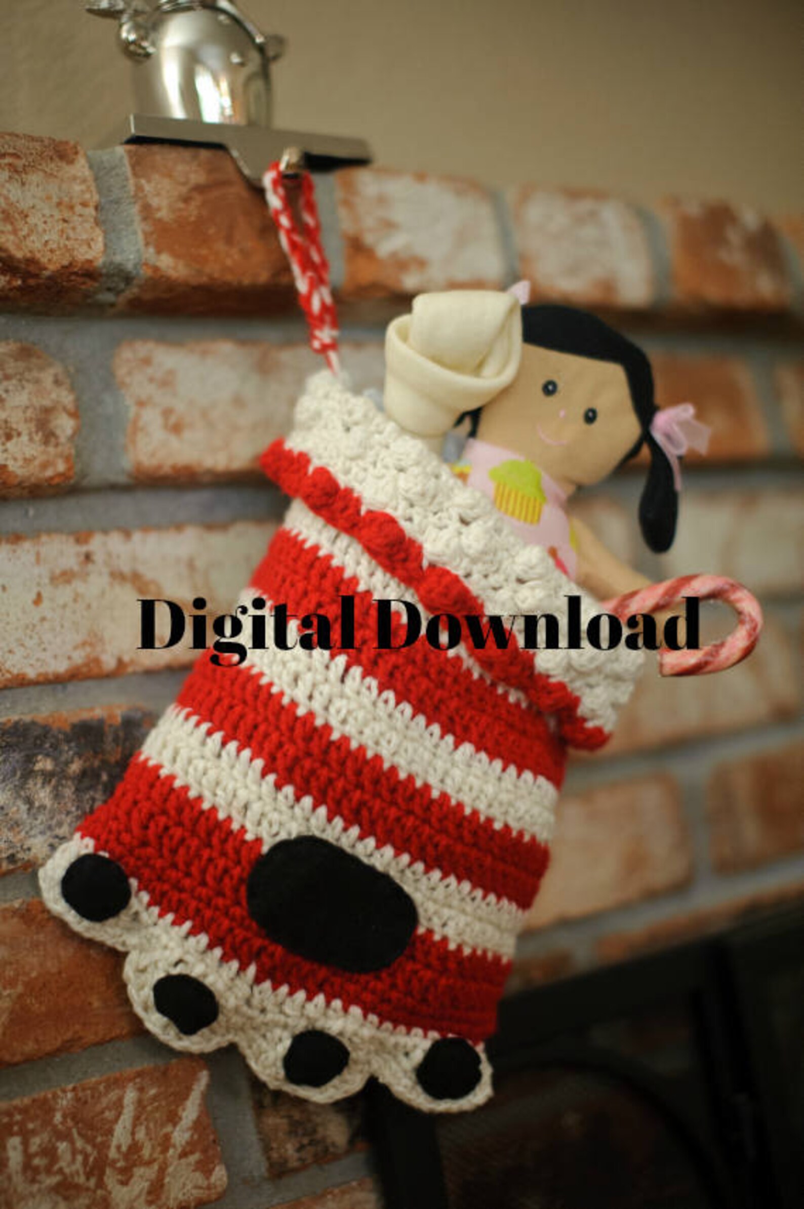Pet Paw Christmas Stocking Crochet Pattern, Paw Print Sock, Crochet Dog ...
