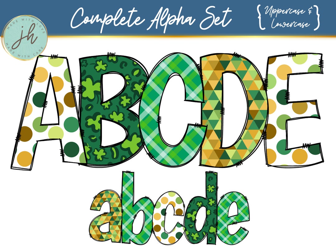 St. Paddy's Day Doodle Letters Alpha Bundle PNG Digital Download DTF ...