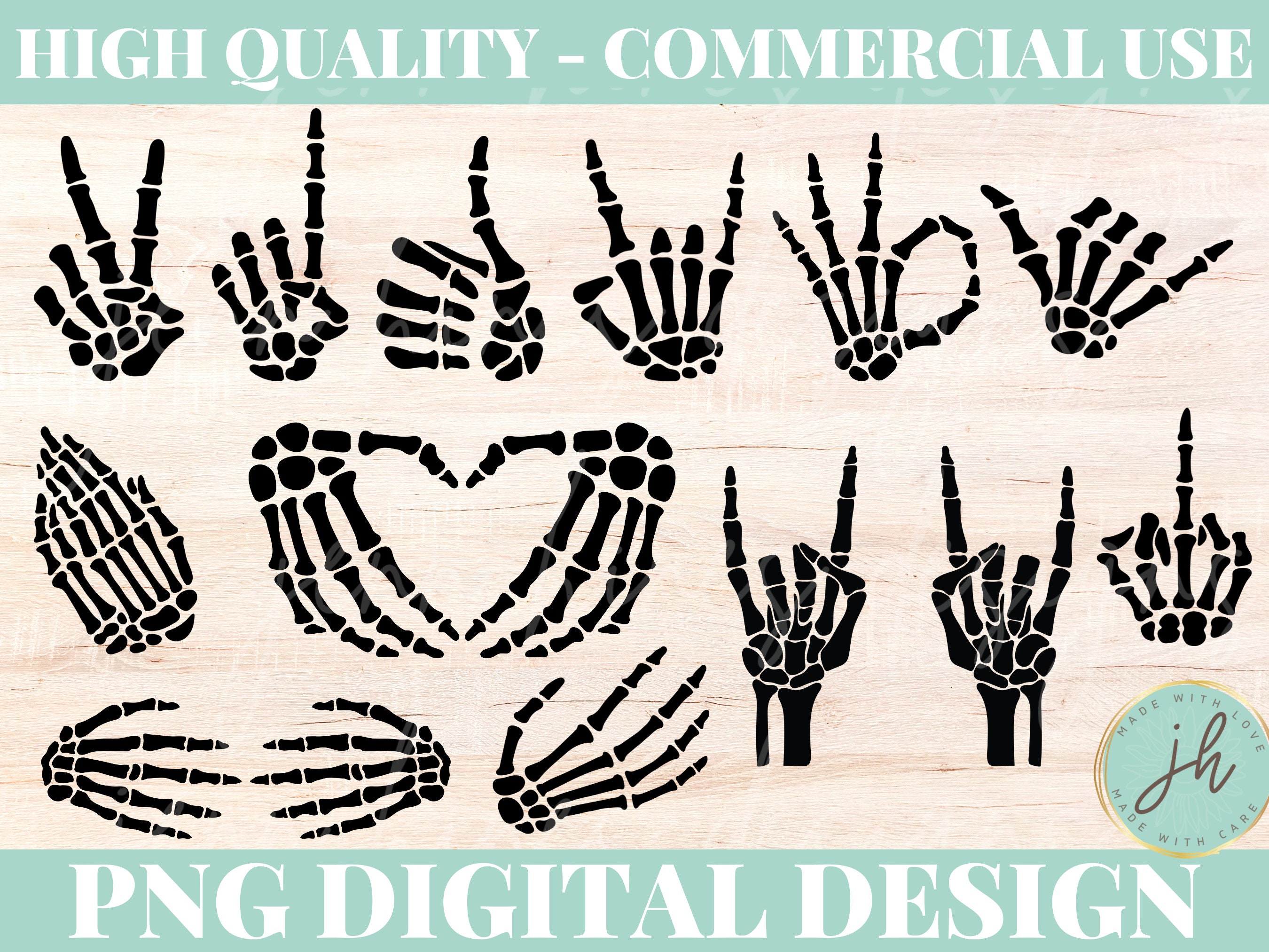 Skeleton Hands Bundle PNG Digital Download DTF Sublimation Waterslide ...