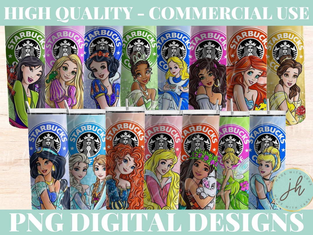 Princess Coffee 20 Oz Skinny Tumbler Wrap Digital PNG Wrap Files for ...