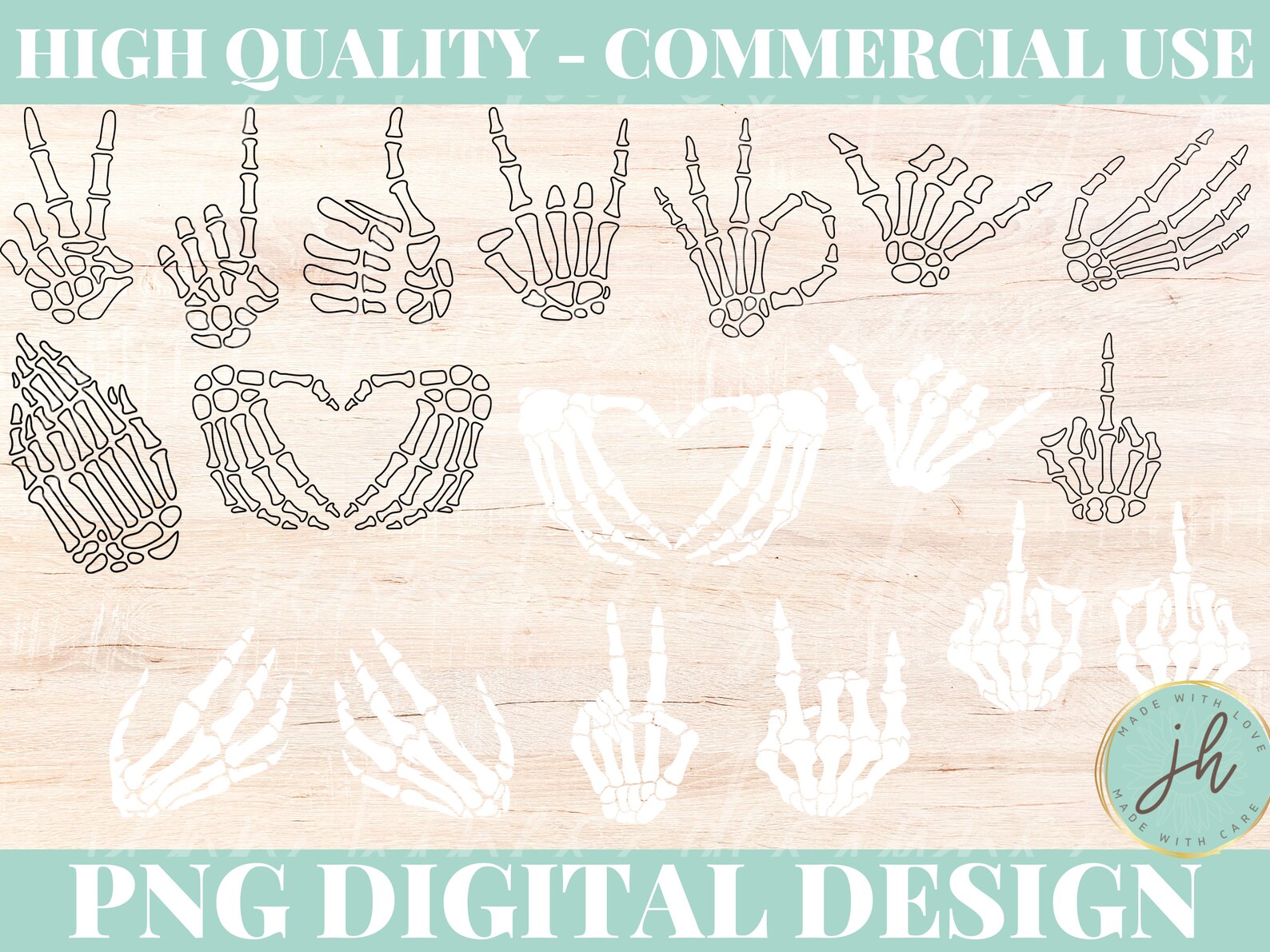 Skeleton Hands Bundle PNG Digital Download DTF Sublimation Waterslide ...