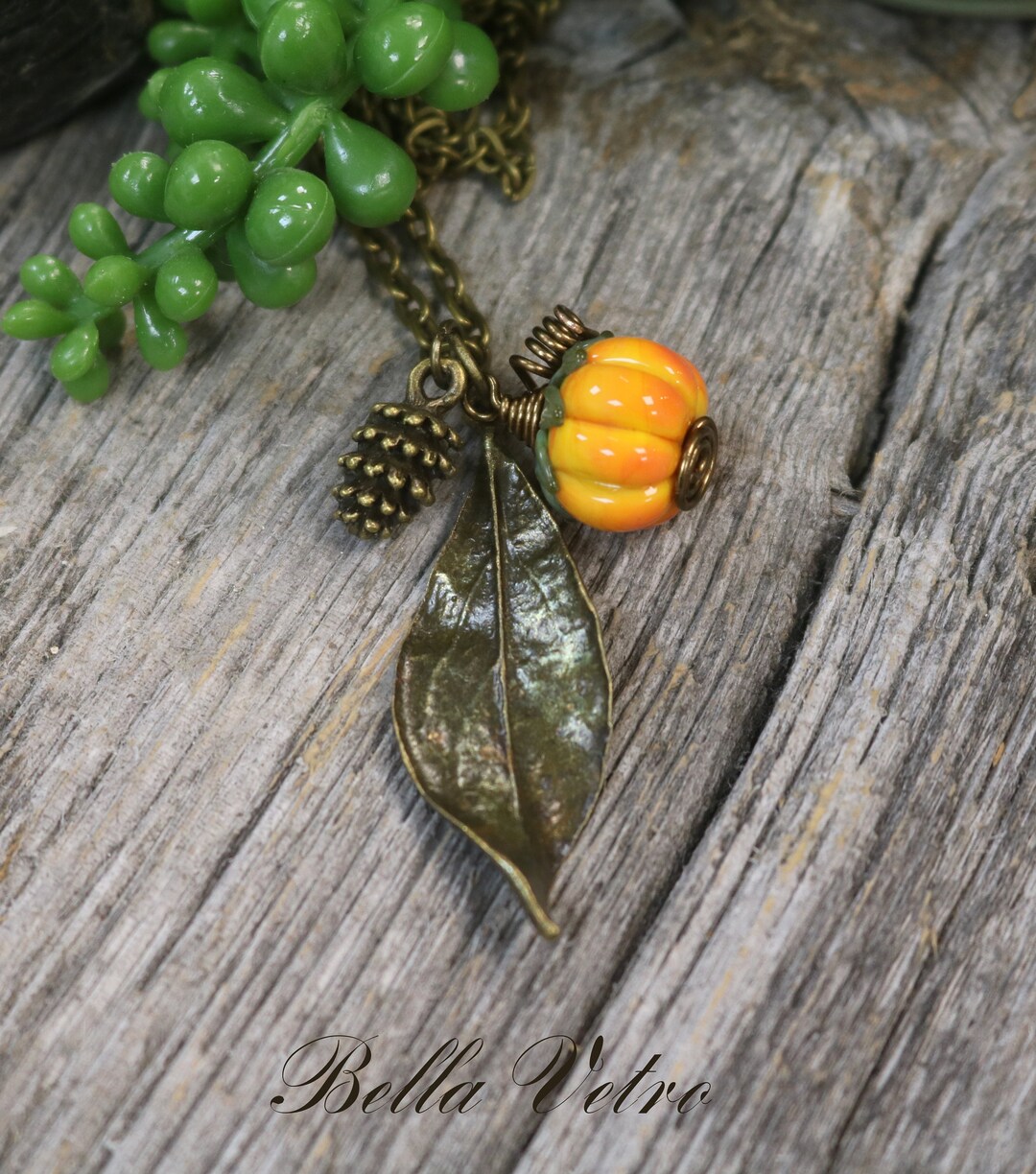 Pumpkin Charm Pendant Necklace Artisan Handmade Autumn Fall SRA ...