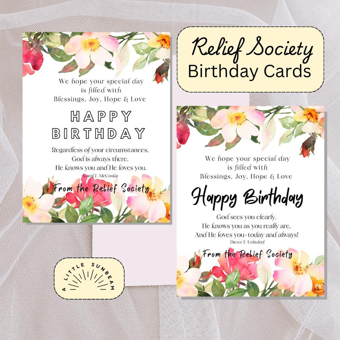 Relief Society Birthday Card Handout Relief Society Instant Download ...