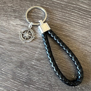 Compass Leather Strap Keychain Key Ring Mens YM Missionary Graduation ...