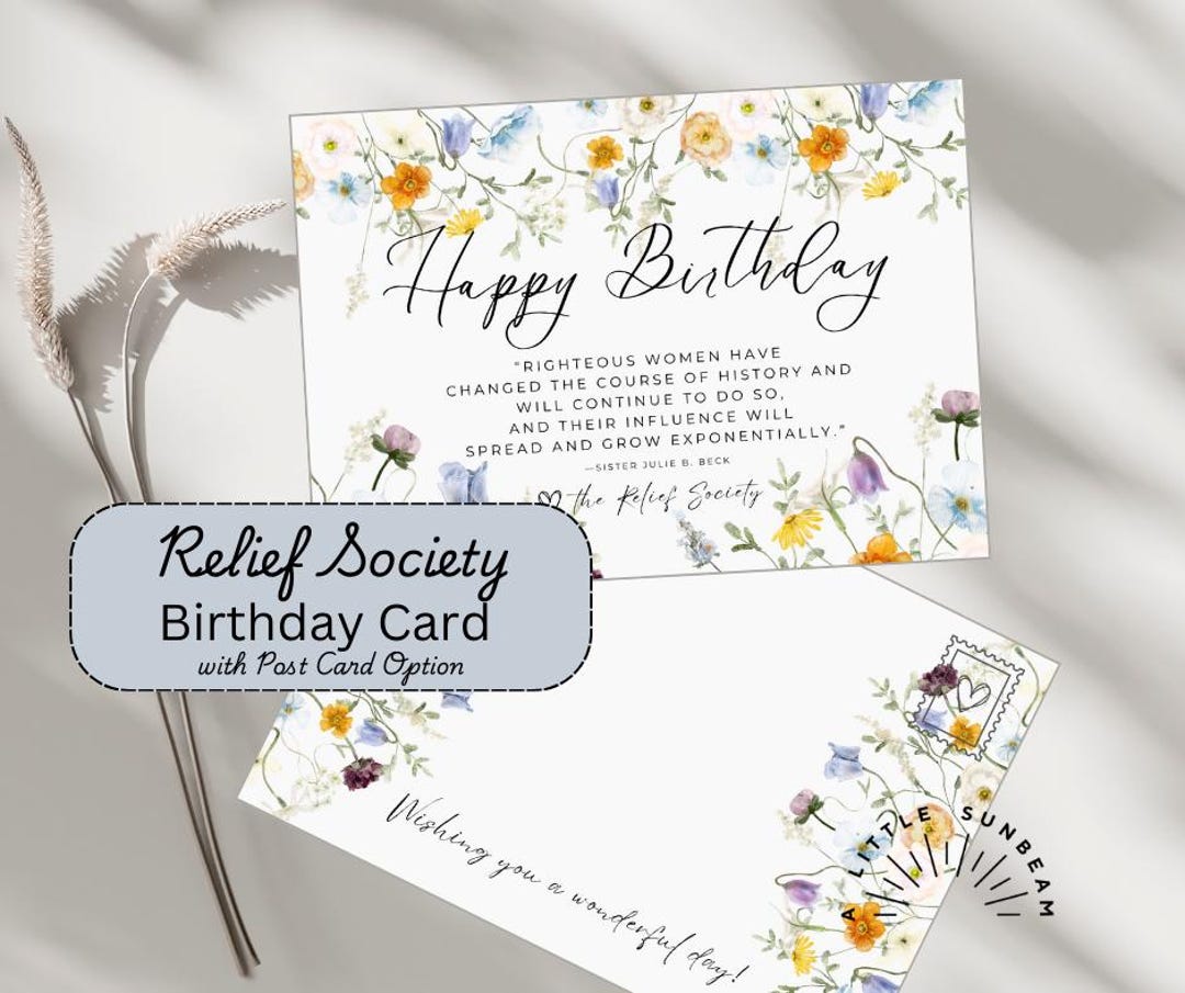 Relief Society Happy Birthday Cards Post Card Handouts Instant Download ...