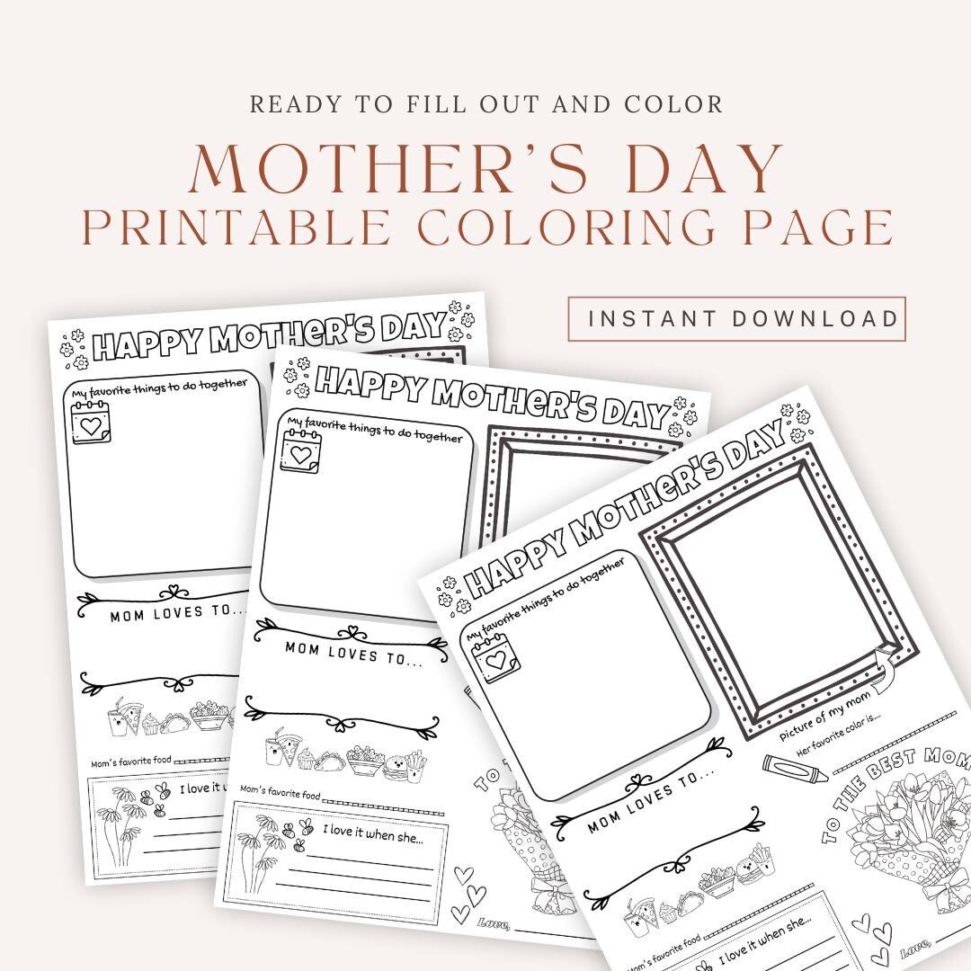 Mothers Day About My Mom Primary School Printable Digital Download ...