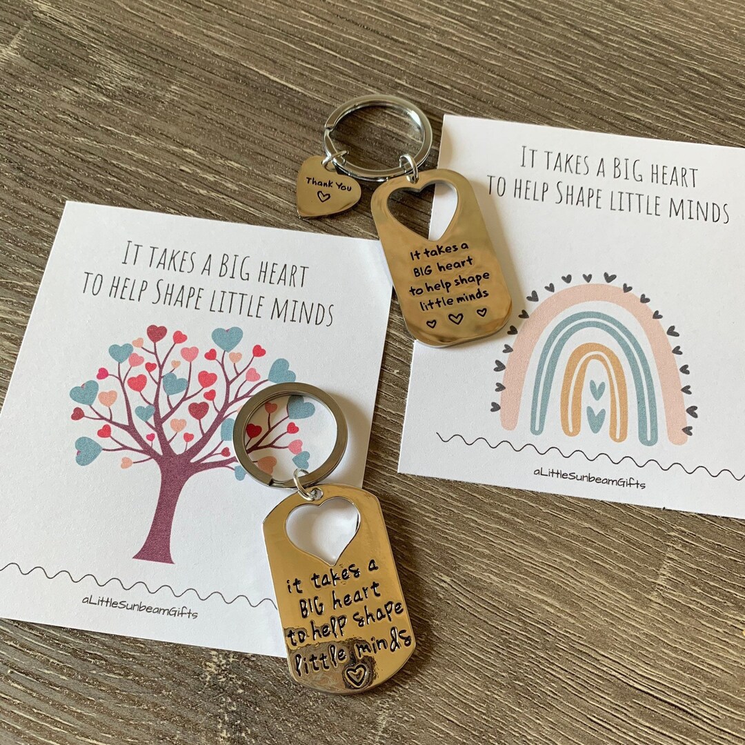 Teacher Thank You Gift Keychain Keyring It Takes a Big Hearts - Etsy