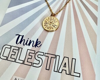 GOLD think Celestial NECKLACE Resin Wood Bar Charm - Etsy